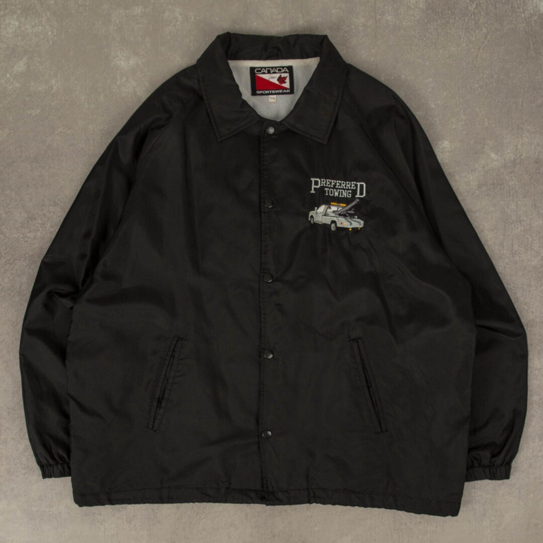 Vintage 80s Preferred Towing Workwear Coach Jacket XL Mens Black ...