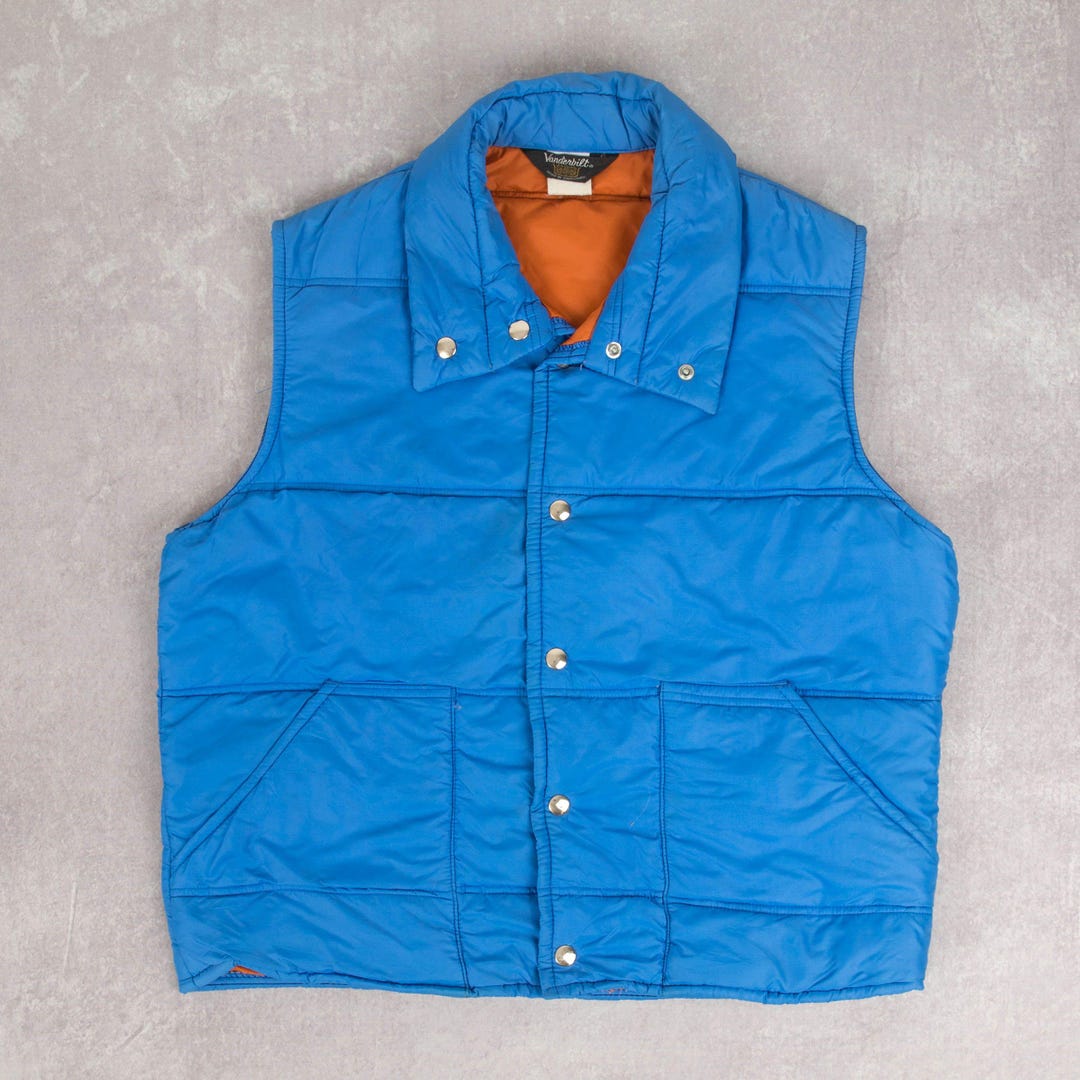 Vintage 80s Puffer Gilet Jacket L Made in USA Men's Blue Outdoor - Etsy