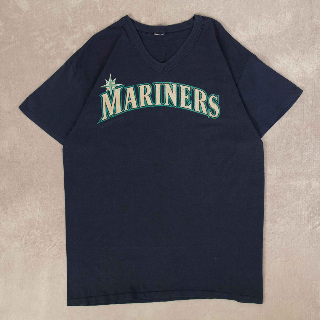 Vintage 90s Majestic Seattle Mariners V-neck Graphic T-shirt XL Mens ...