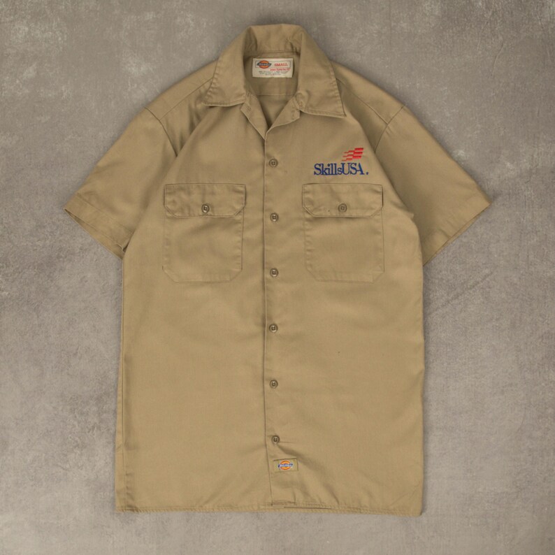 Vintage Dickies Skills USA Workwear Shirt Small Beige - Etsy