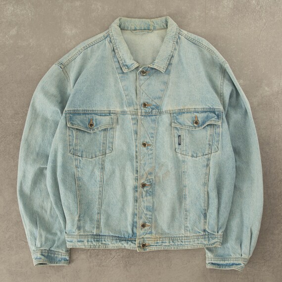 Vintage Pioneer Bleach Fade Denim Jacket XL Blue - Gem