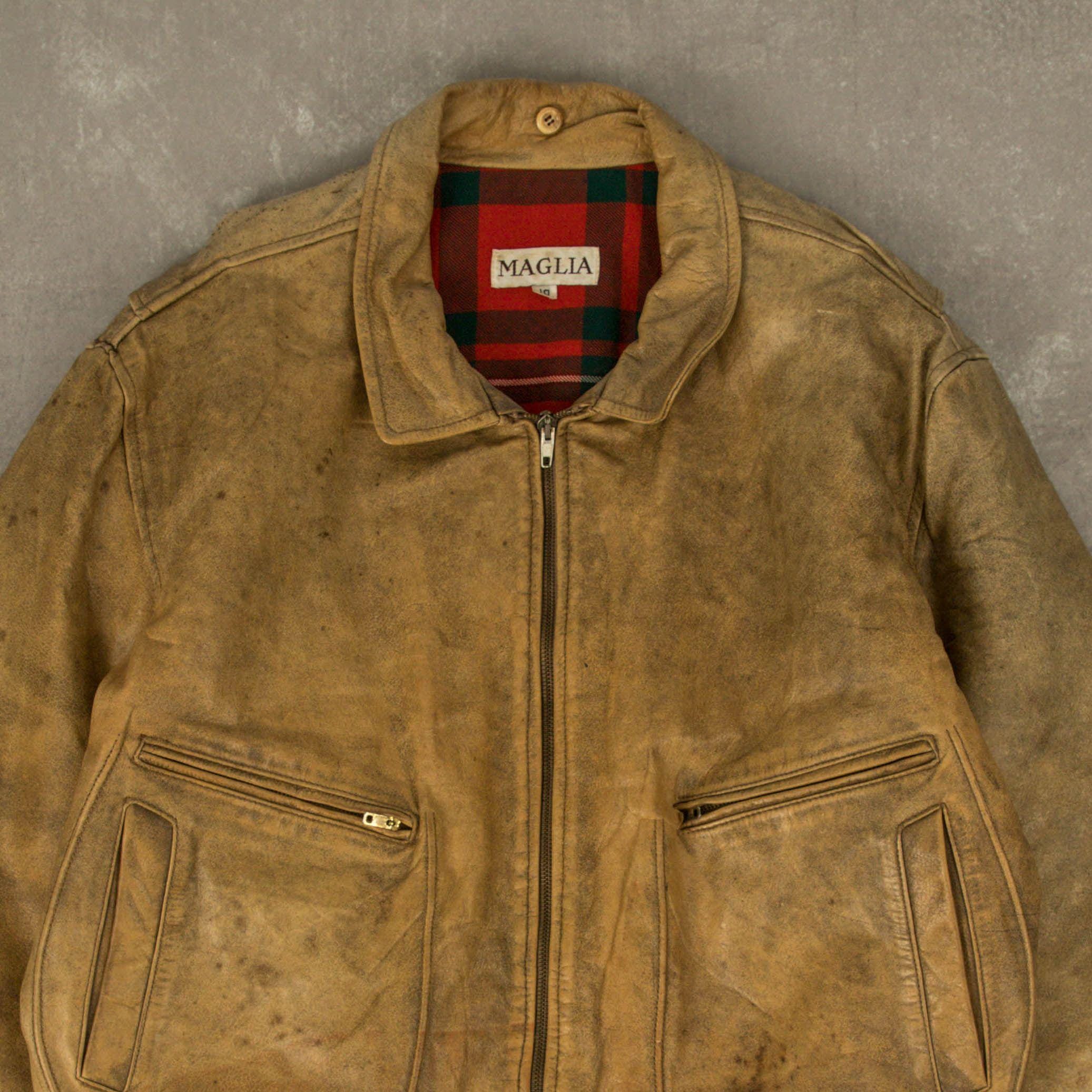 Vintage 1980s Leather Bomber Jacket Medium Brown - Etsy