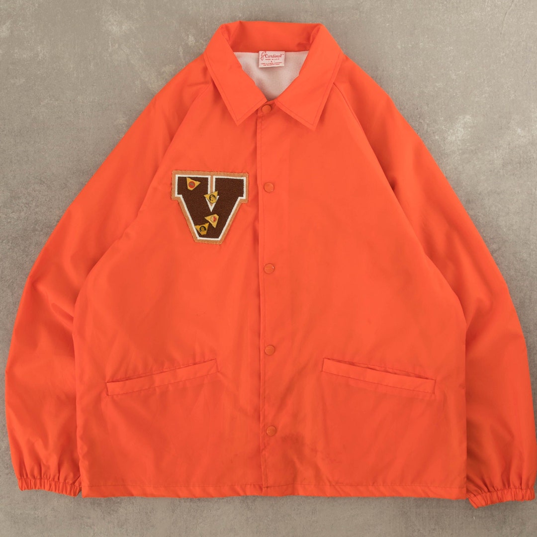 Vintage 1990s Letterman Coach Jacket USA Made Large Orange - Etsy