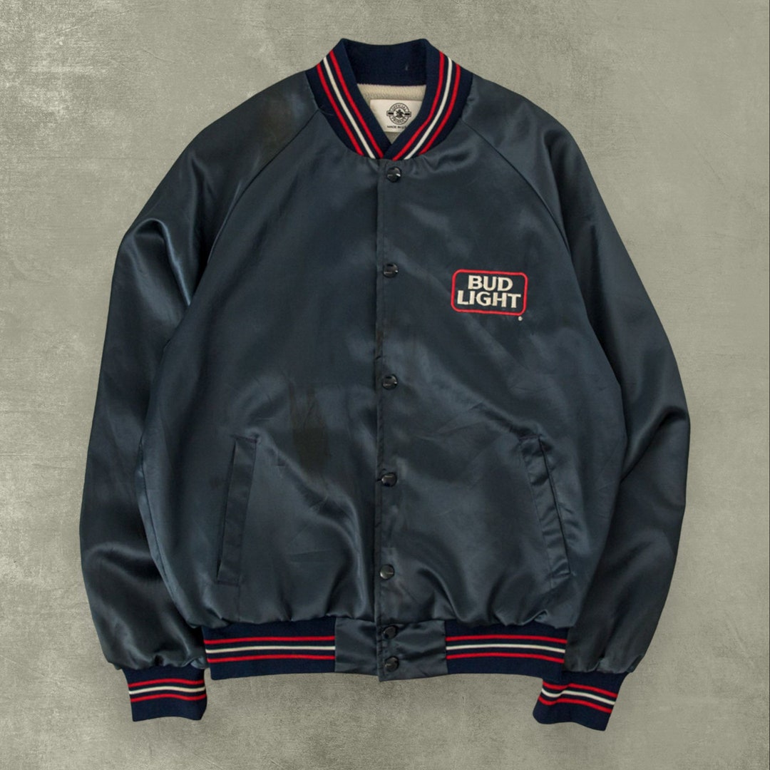 Vintage 1980s Bud Light Satin Bomber Jacket USA Made Graphic - Etsy