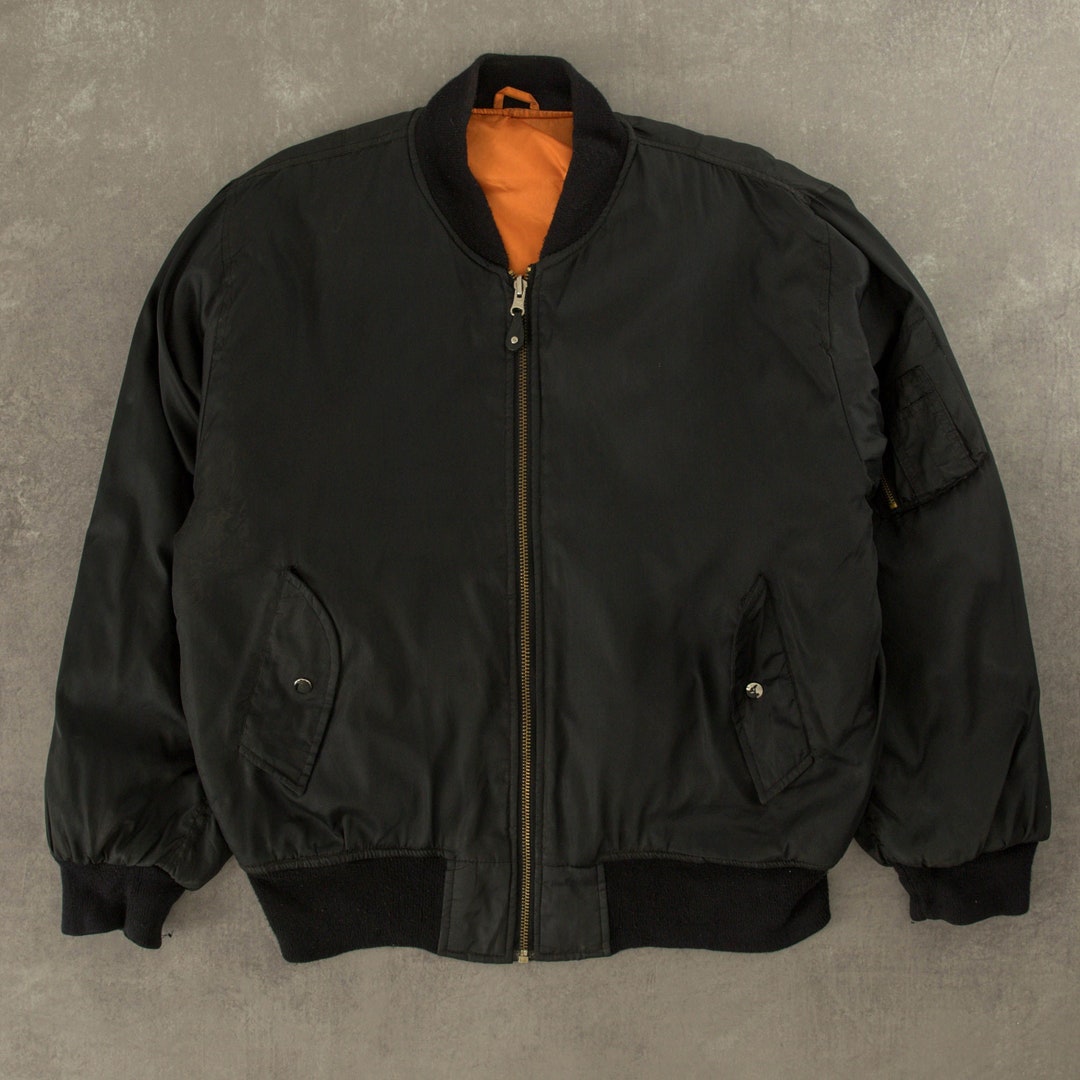 Vintage 1990s Ma-1 Bomber Jacket Korea Made Large Black - Etsy