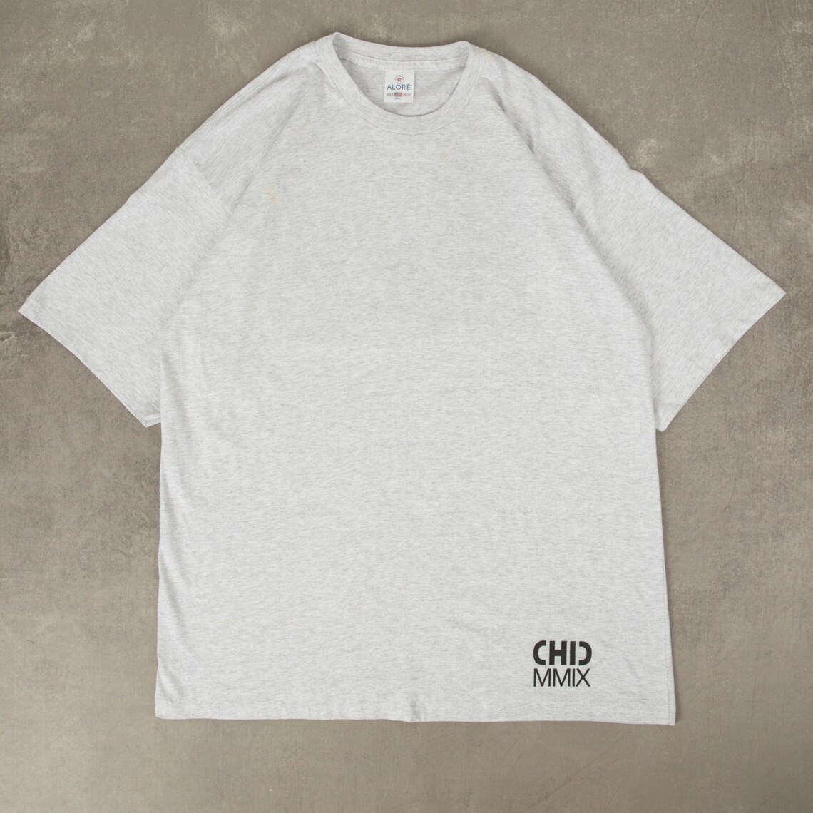 Vintage Alore 90s Undone Back Print Graphic T-shirt XL Mens Light Grey ...