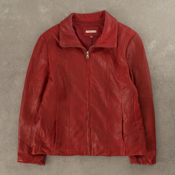 Cherry Red Leather Jacket - Etsy