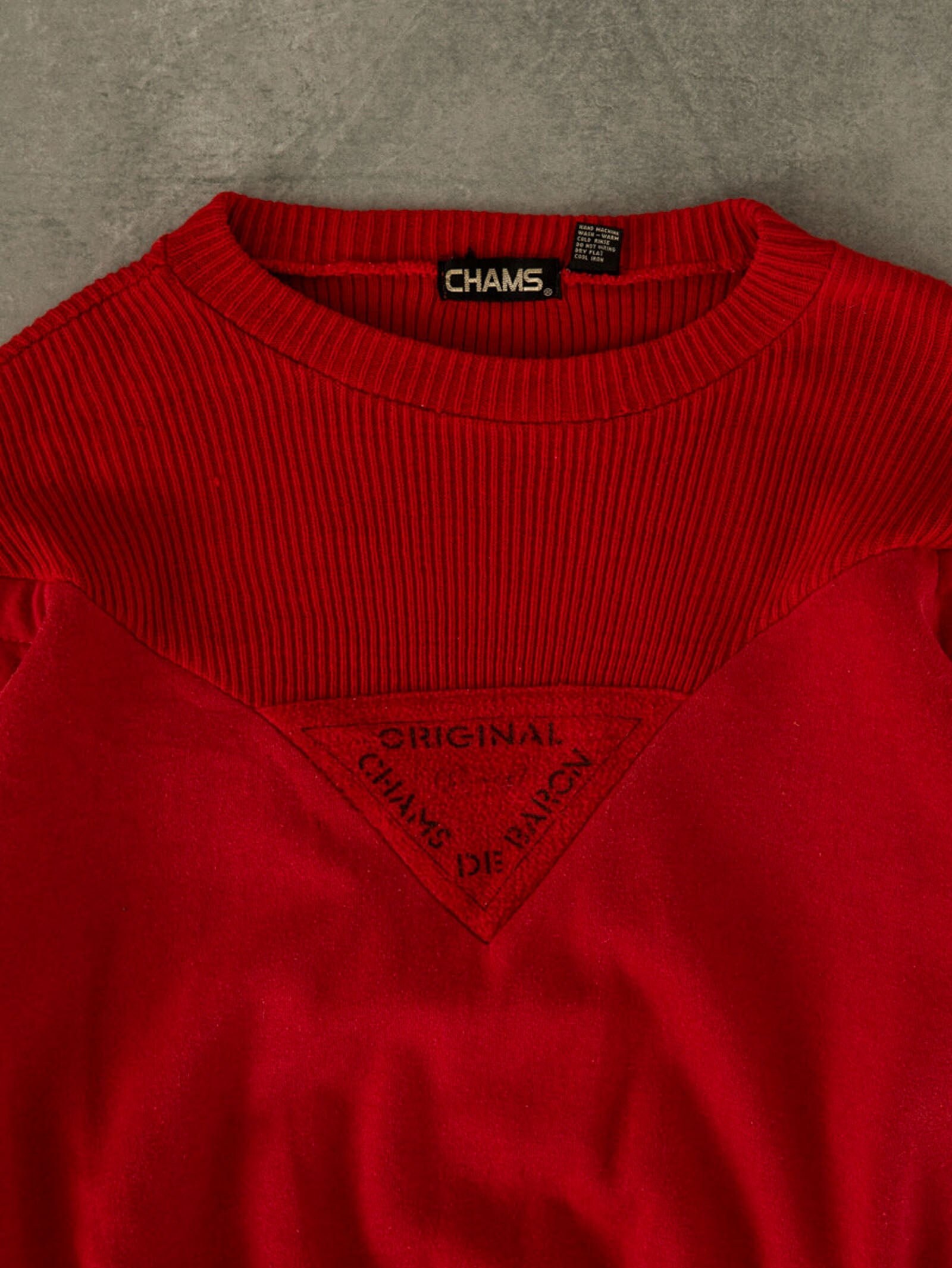 Vintage Chams Ribbed Sweatshirt Medium Red Jumper Graphic Logo - Etsy