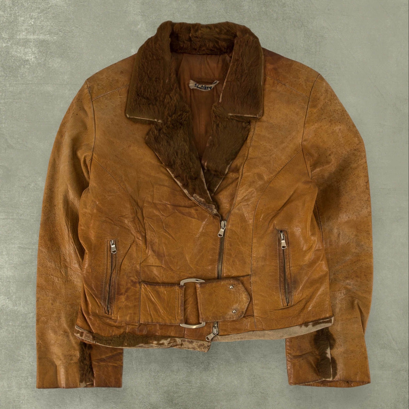 Vintage 70's Leather Jacket Graphic Logo Medium Brown - Etsy