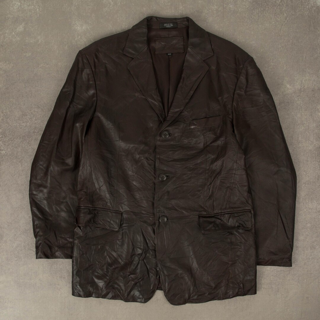 Vintage 1990s Leather Trench Coat Jacket Medium Brown - Etsy