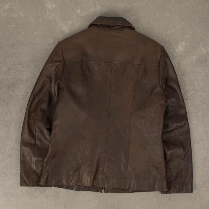 Vintage 1990s Leather Jacket Medium Brown - Etsy