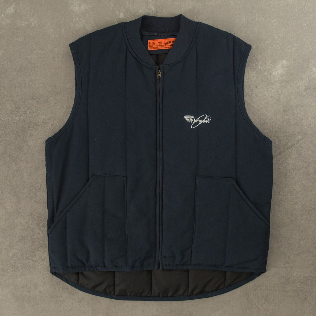 Vintage Red Kap Panelled Workwear Gilet Jacket Graphic Logo Large Blue ...