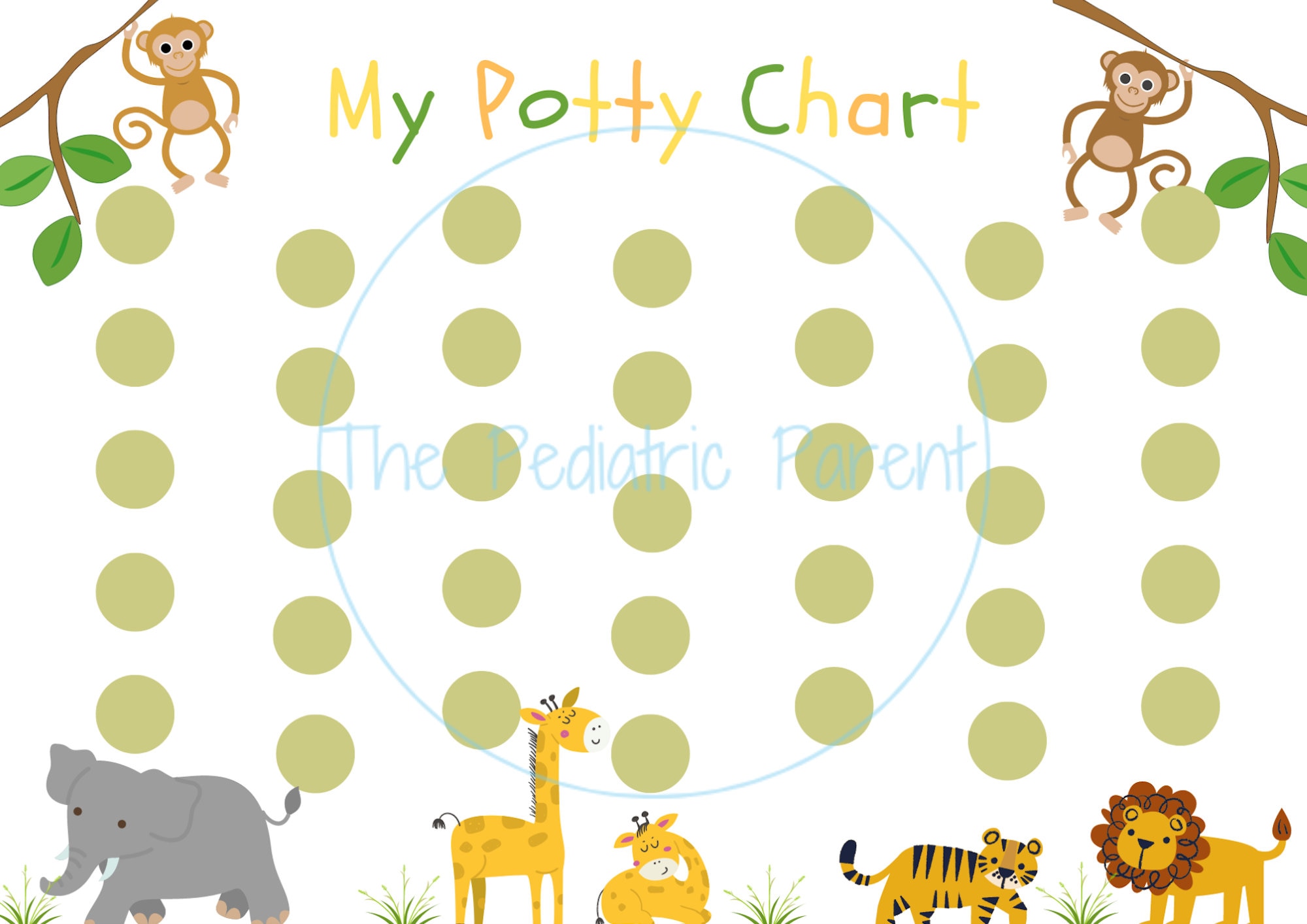 Zoo Animals Potty Chart Potty Training Chart Potty - Etsy