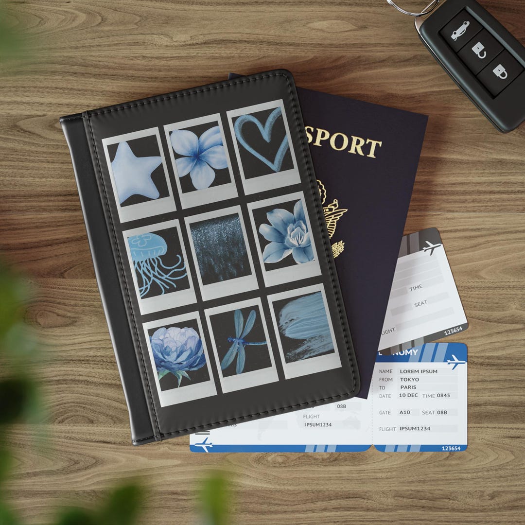 Coquette Blue Passport Cover, Collage Instant Photo Aesthetic, Vintage ...