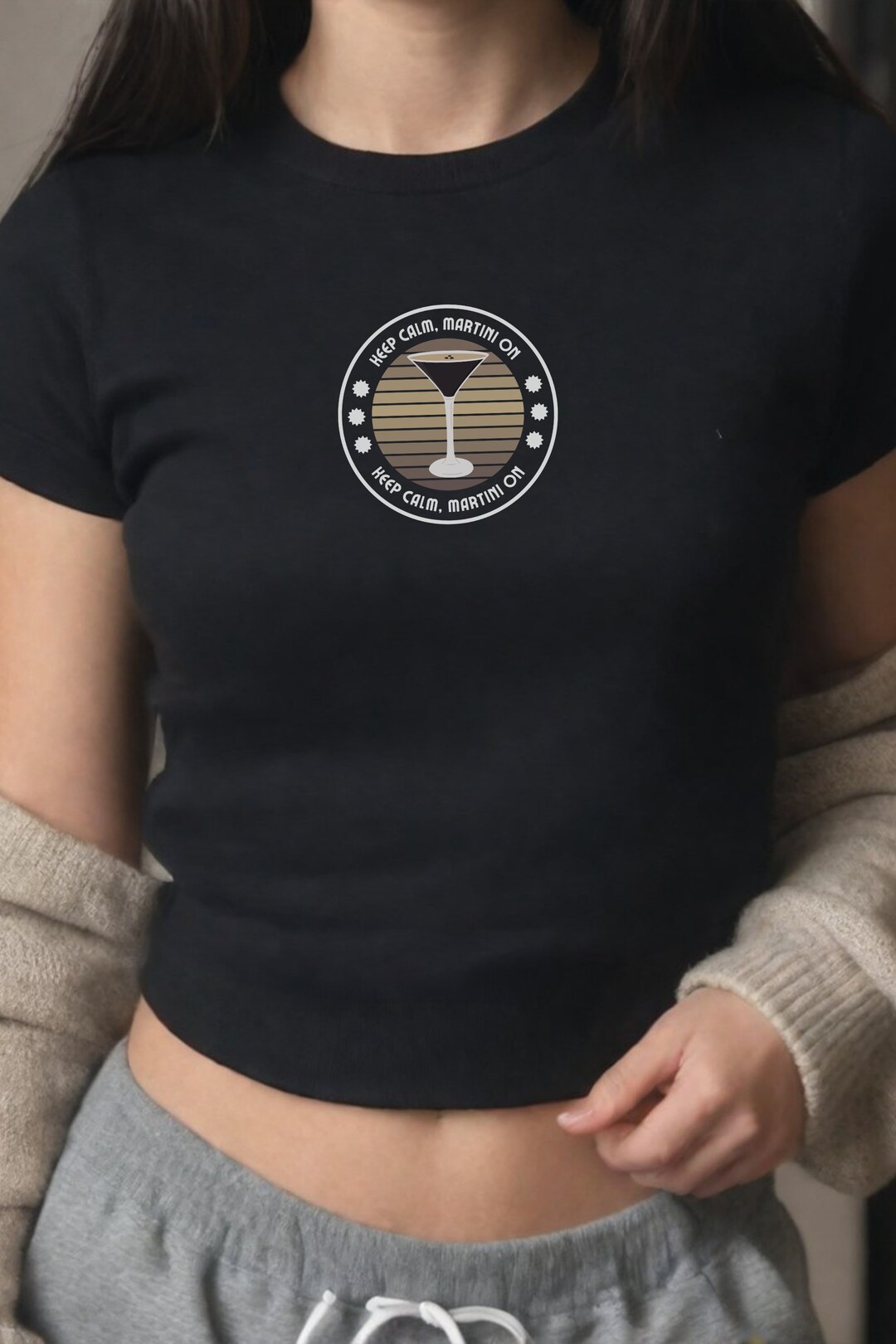 Espresso Martini Y2K Baby Tee, Keep Calm Martini On, Soft Girl Retro ...