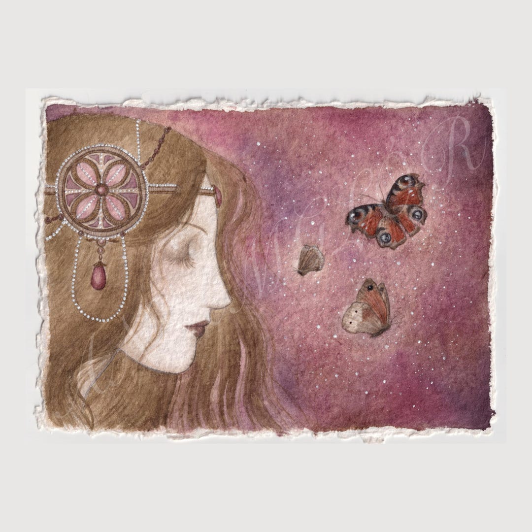 A5 'hope on Wings' Original Watercolour Painting - Art Nouveau ...