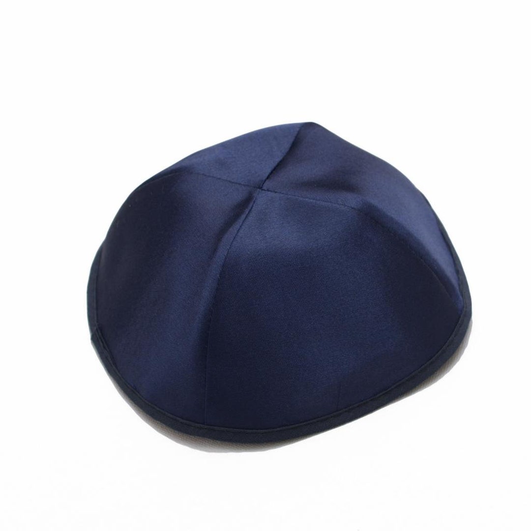 Navy Blue Satin Yarmulke Kippah Cupples Jewish Kippa Hat Judaica Kipa ...