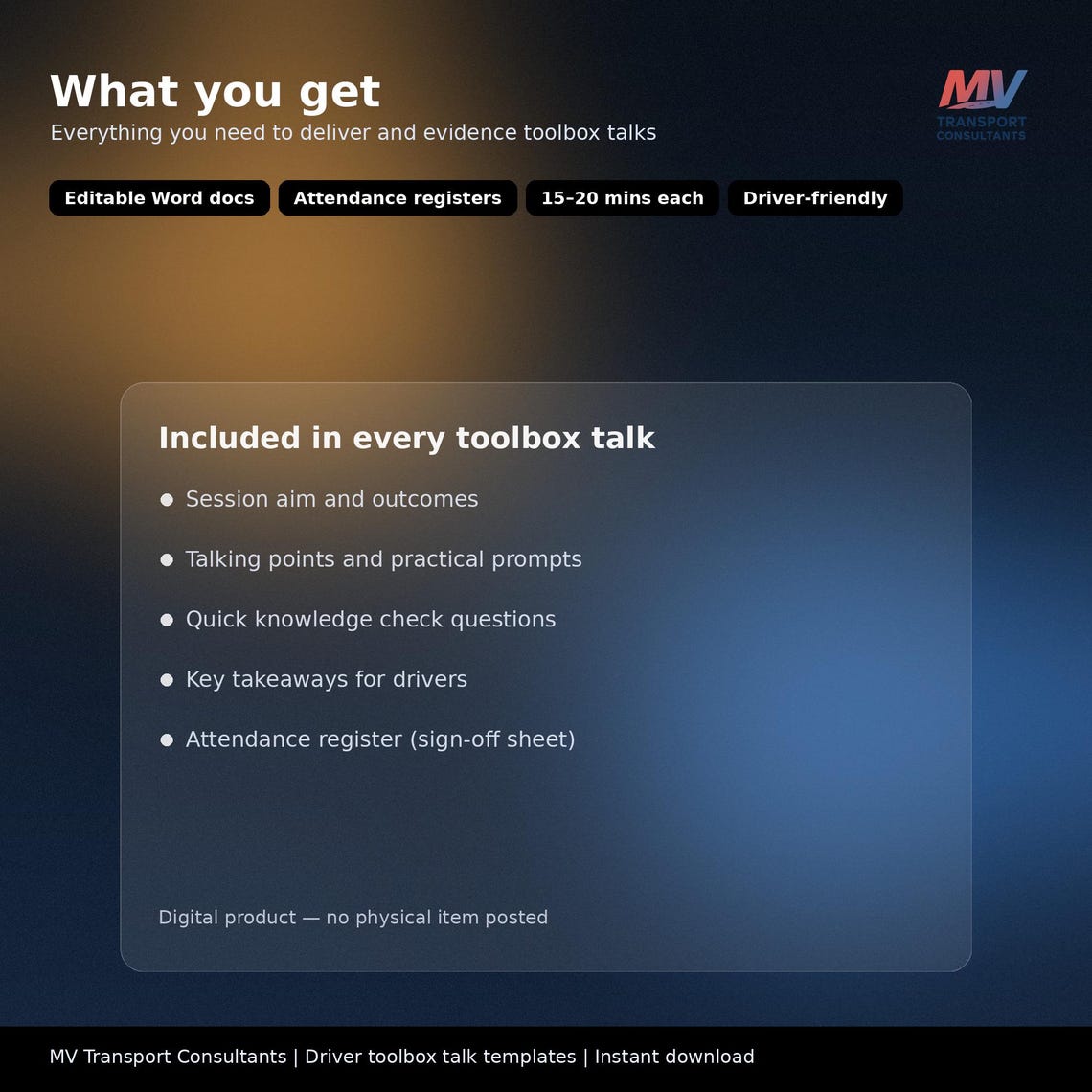 HGV Driver Toolbox Talks Mega Pack (15) | Editable Word Templates ...