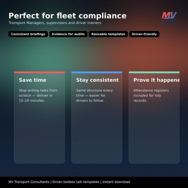 HGV Driver Toolbox Talks Mega Pack (15) | Editable Word Templates ...