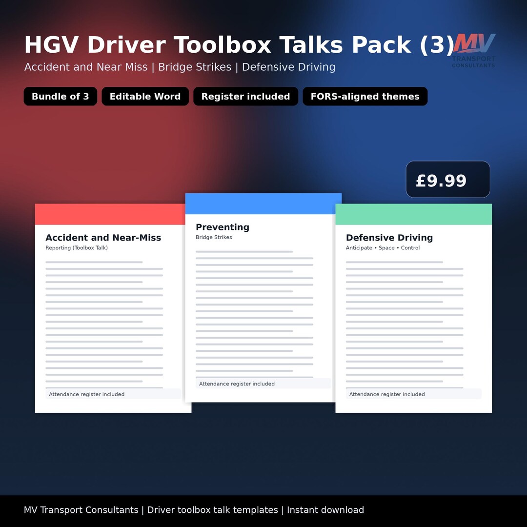 HGV Driver Toolbox Talks Pack (3) | Accident and Near Miss Reporting ...