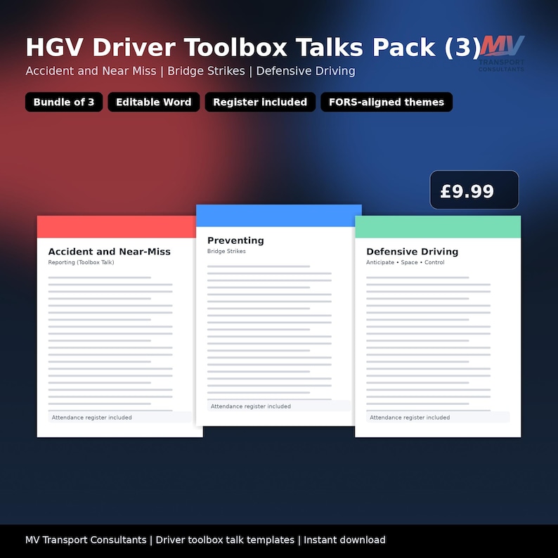 HGV Driver Toolbox Talks Pack (3) | Accident and Near Miss Reporting ...