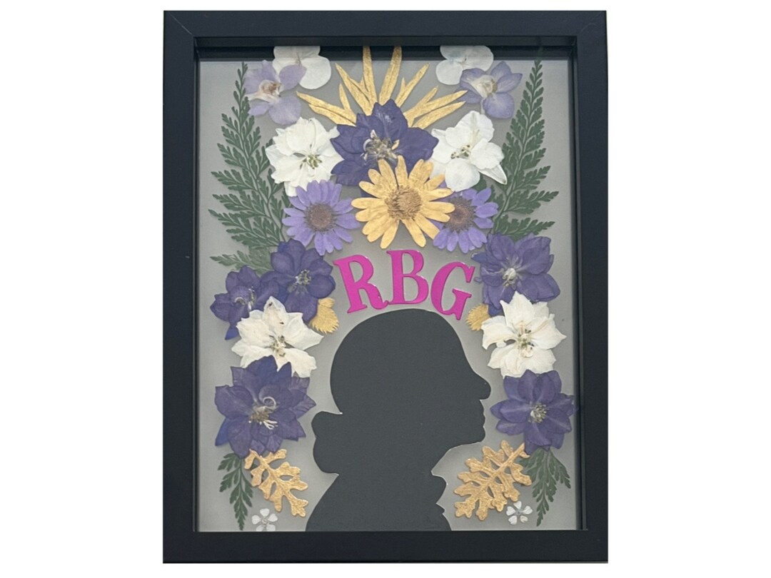 Pressed Flower Art in Glass Frame With Ruth Bader Ginsburg, RGB, Art ...