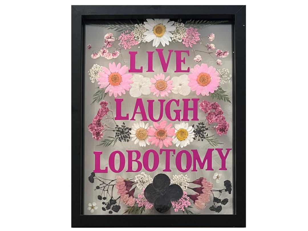 Live, Laugh, Lobotomy Pressed Flower Frame Wall Art, Decor, Funny ...