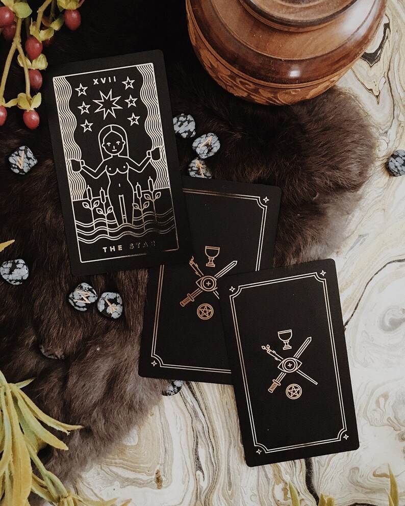 Golden Thread Tarot Deck Gold Foil Stamped Black Plastic - Etsy