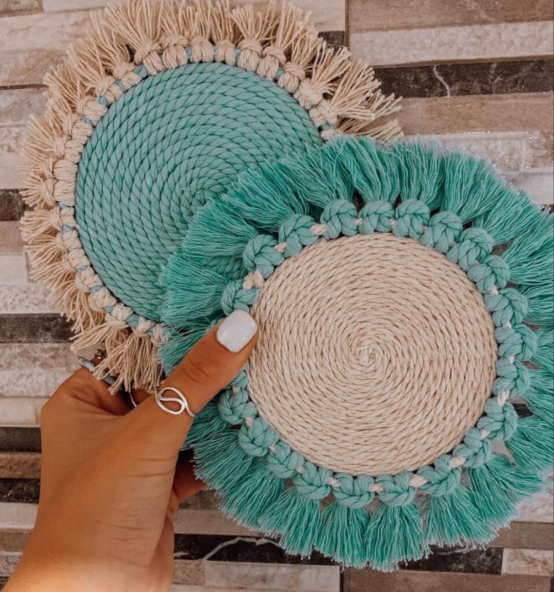 Bases in Macramé Handmade Handmade Macrame Coasters - Etsy