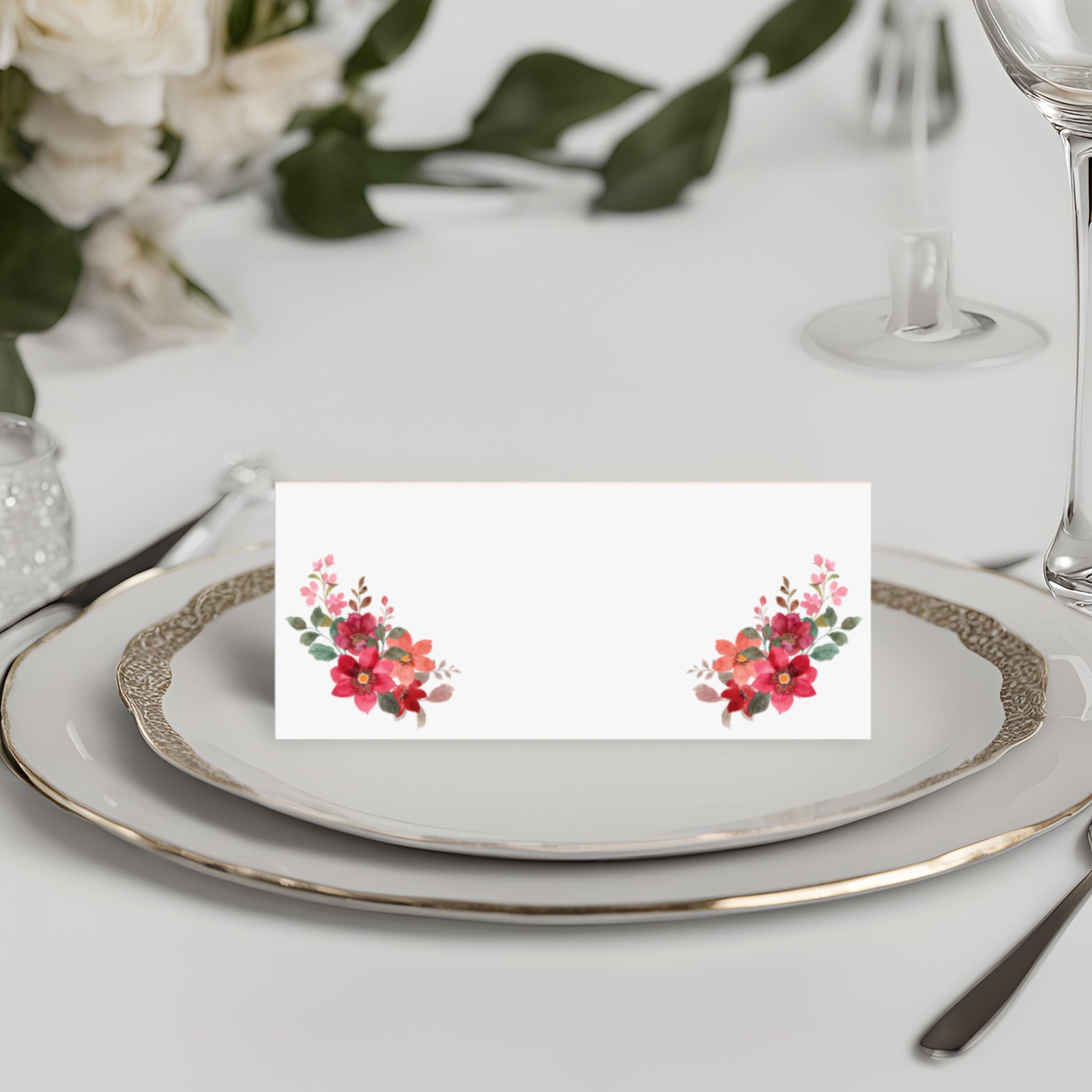 Printable Place Cards, Digital Download Name Tag Table Settings, Red ...