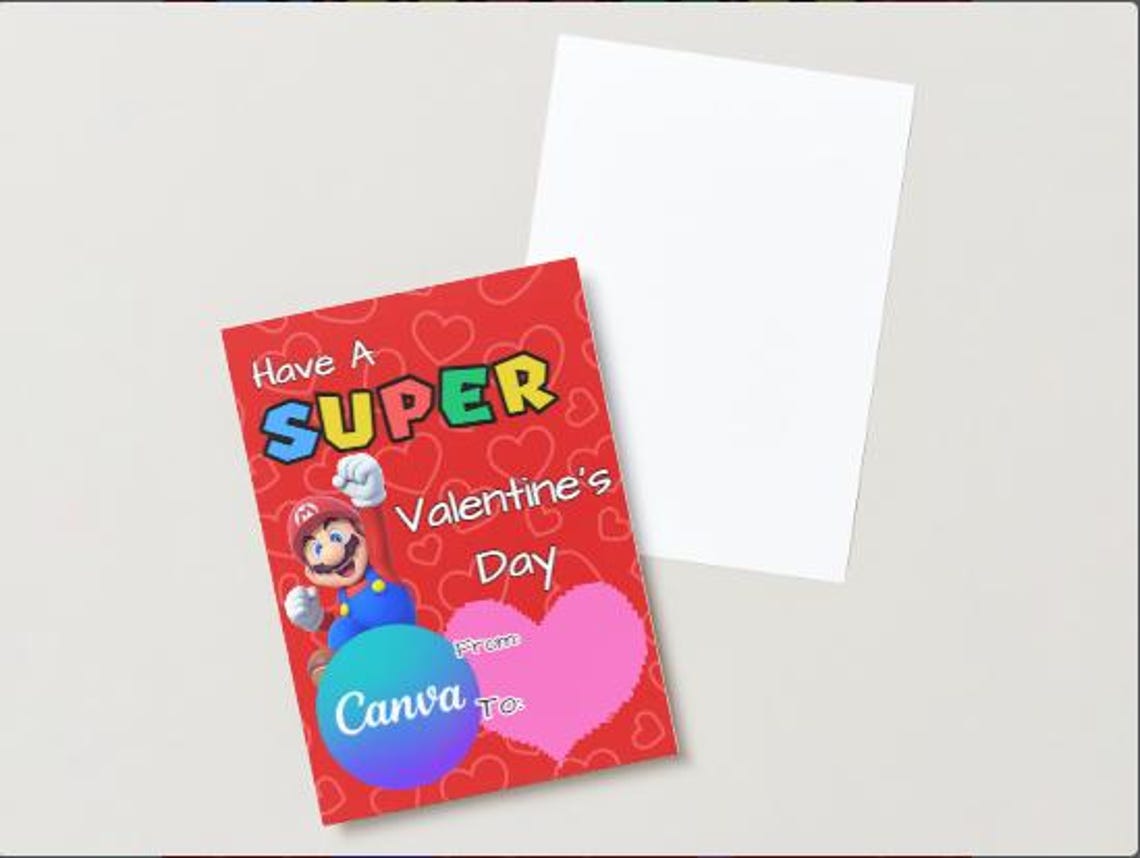 New Super Mario Printable Valentine's Day Cards - Editable in Canva - Etsy