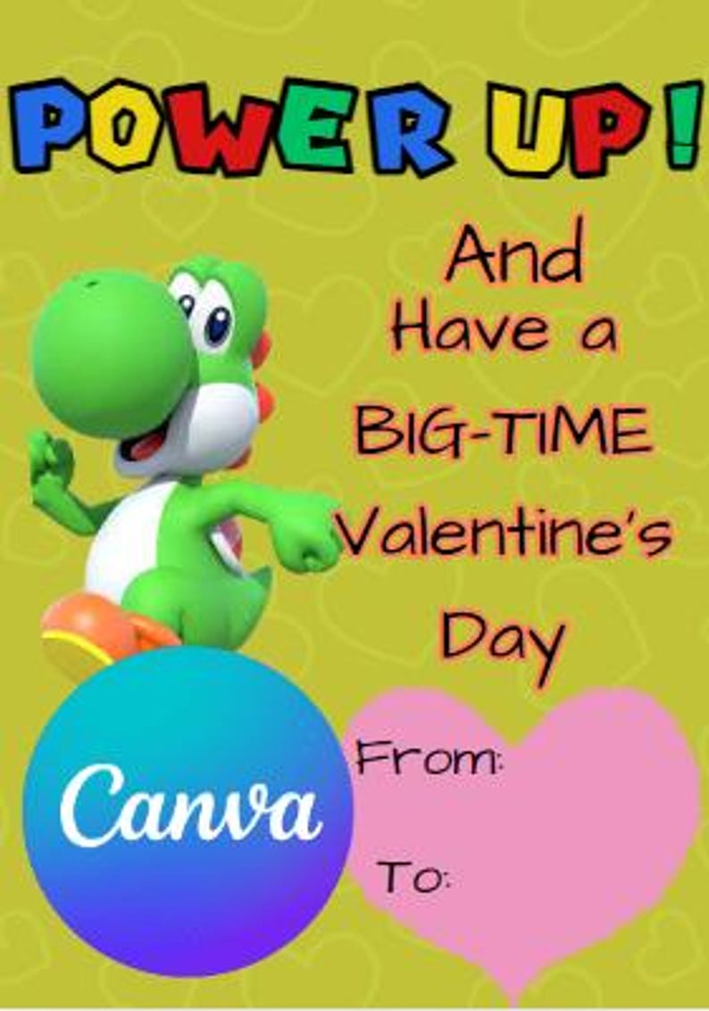 New Super Mario Printable Valentine's Day Cards - Editable in Canva - Etsy