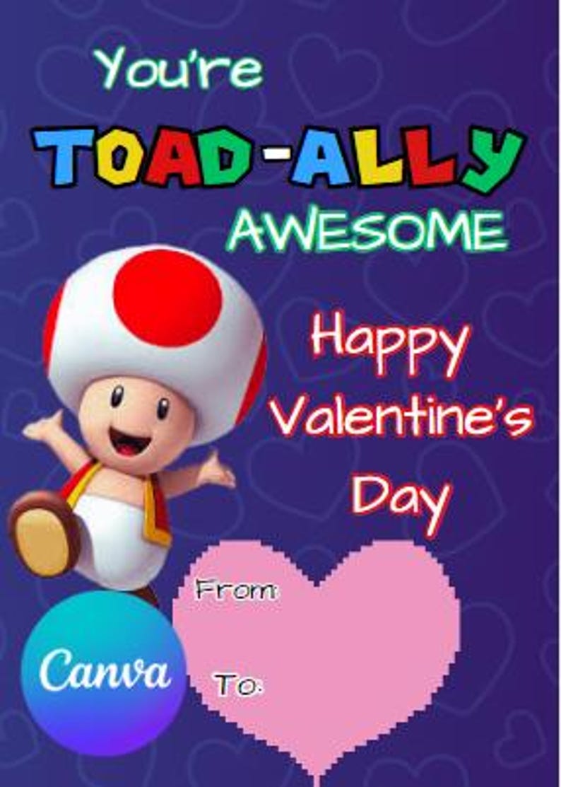 New Super Mario Printable Valentine's Day Cards - Editable in Canva - Etsy