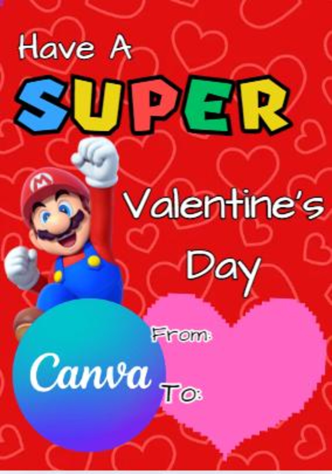 New Super Mario Printable Valentine's Day Cards - Editable in Canva - Etsy