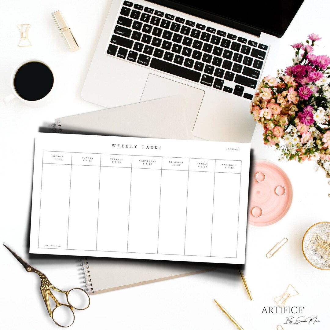 Plain Weekly Task 2023 Calendars | SUN-MON | 12-months | 52-weeks ...