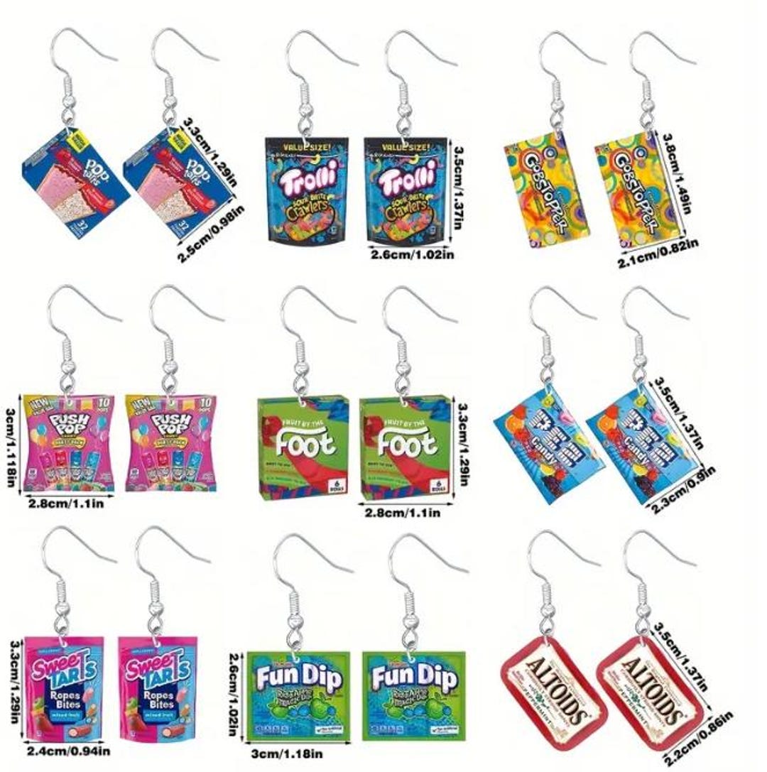 Novelty/fun Earrings Like Pizza, Nerds, Pickles,altoids, Fruit by the ...