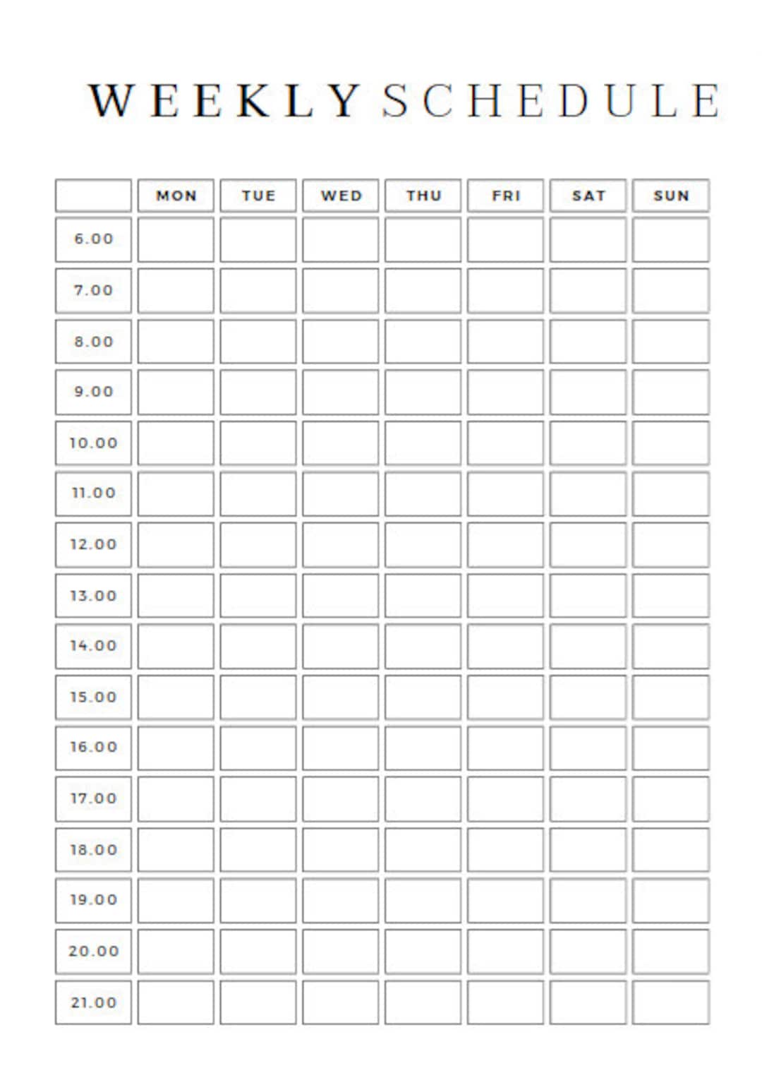 Weekly Schedule Worksheet - Etsy