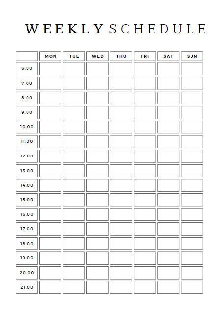 Weekly Schedule Worksheet - Etsy