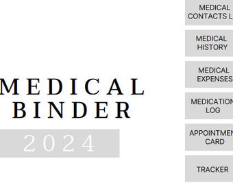 Medical Binder, Medical History Log and Medication Tracker, Family ...