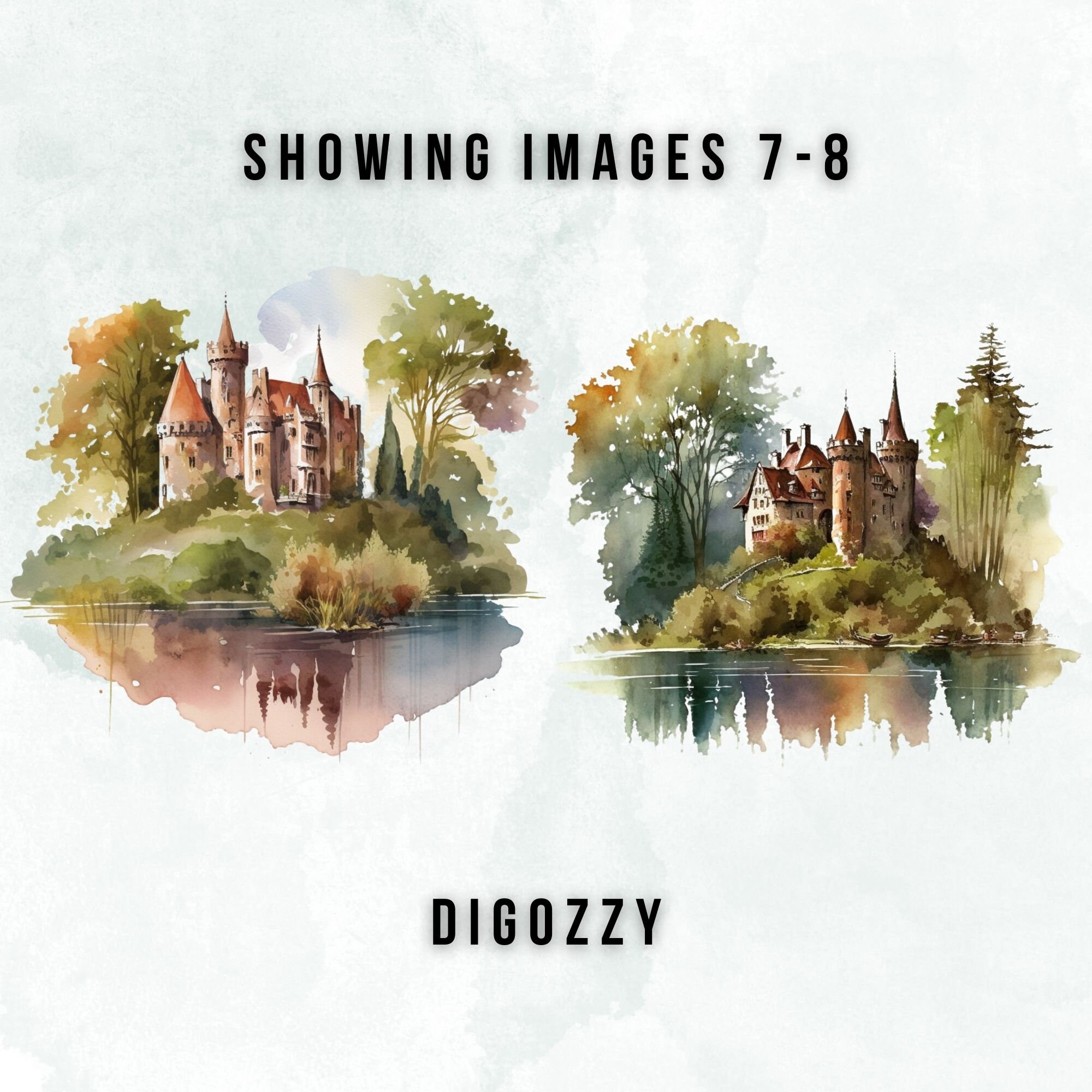 Watercolor Medieval Castle Clipart High-quality PNG Images - Etsy