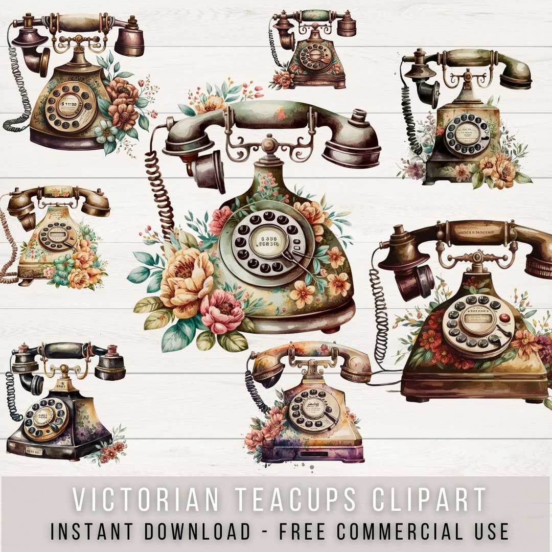 Floral Watercolor Retro Phone Clipart Bundle Good for Crafts - Etsy