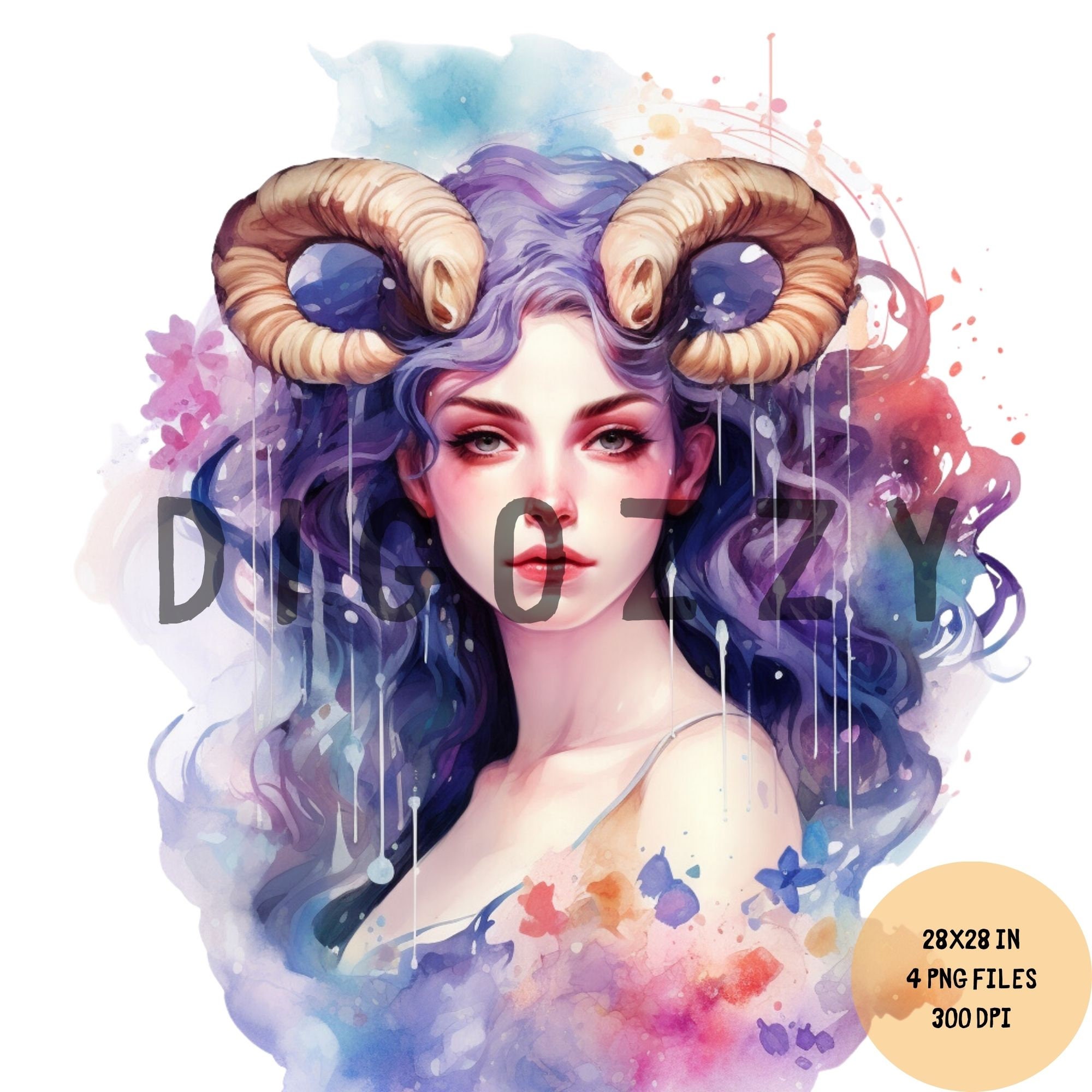 Watercolor Aries Goddess Clipart Zodiac Sign Clipart Zodiac - Etsy