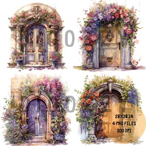 Watercolor Floral Door Clipart Floral Png Watercolor Png - Etsy