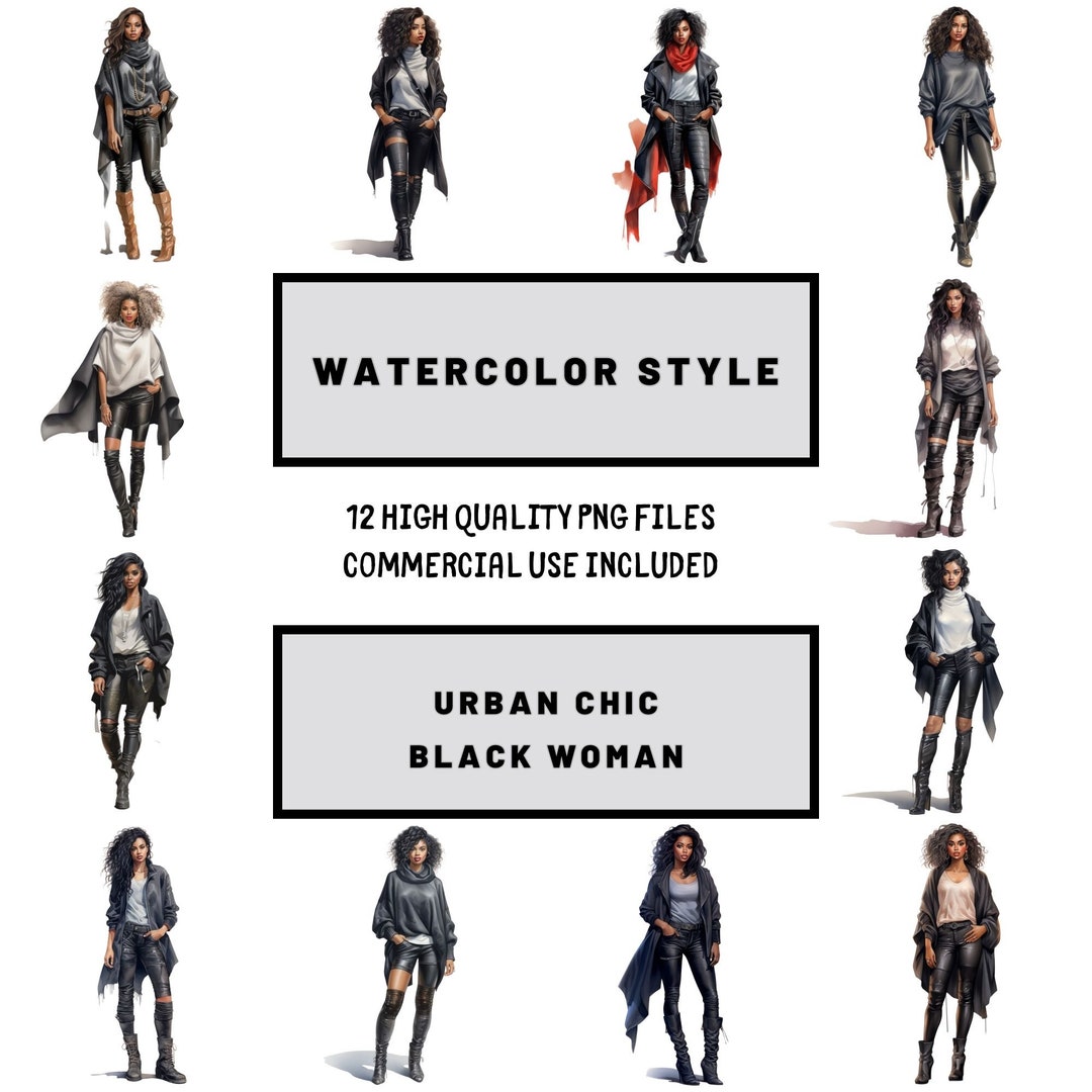 Black Girl Urban Chic Fashion Clipart, Black Girl Clipart, Black Girl ...