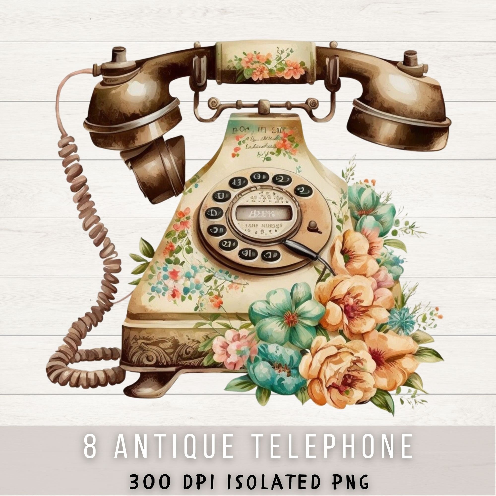 Floral Watercolor Retro Phone Clipart Bundle Good for Crafts - Etsy