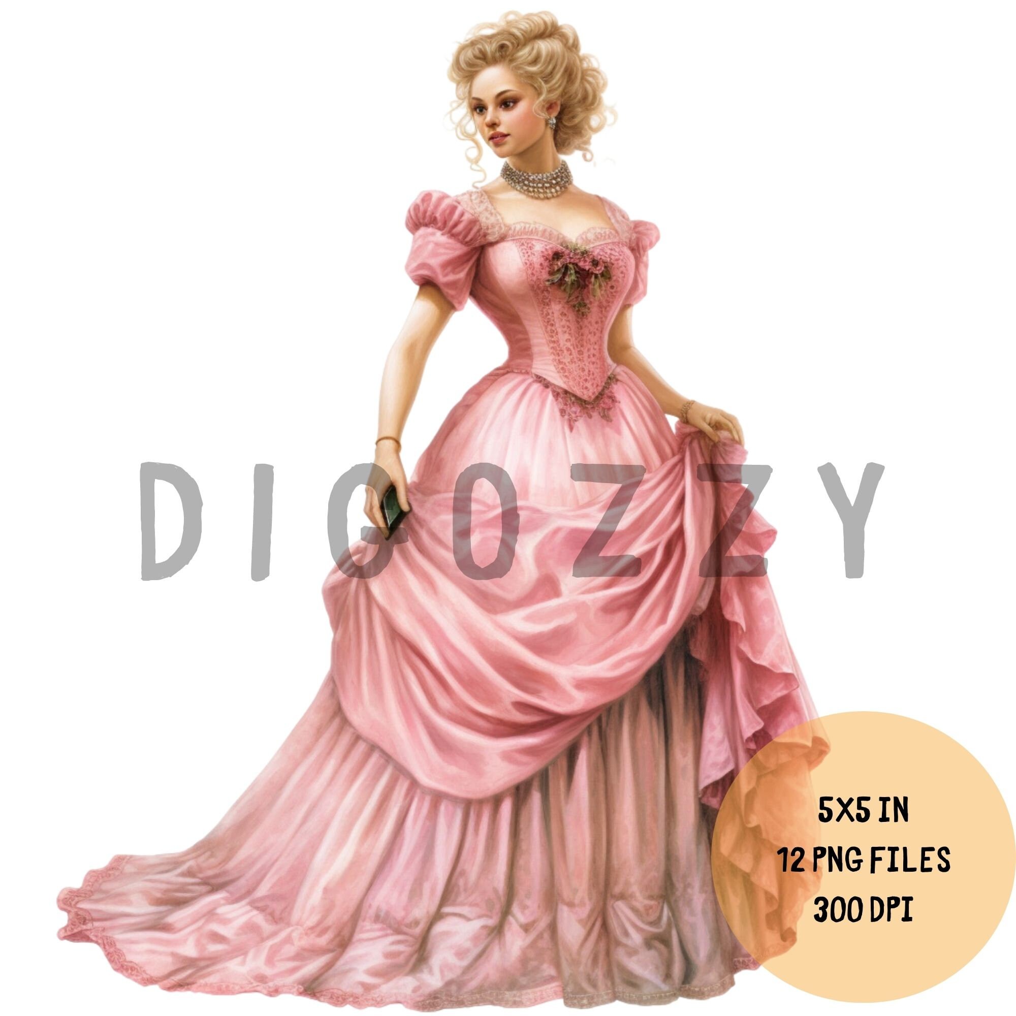 Victorian Pink Lady Clipart Victorian Clipart Vintage Woman - Etsy