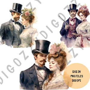 Watercolor Victorian Couple Clipart, Victorian Clipart, Watercolor ...