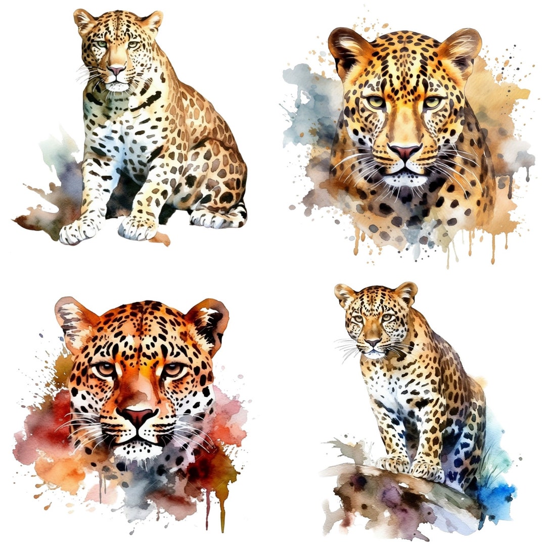 Leopard Watercolor, Digital Downloads, Leopard Clipart, Leopard PNG ...