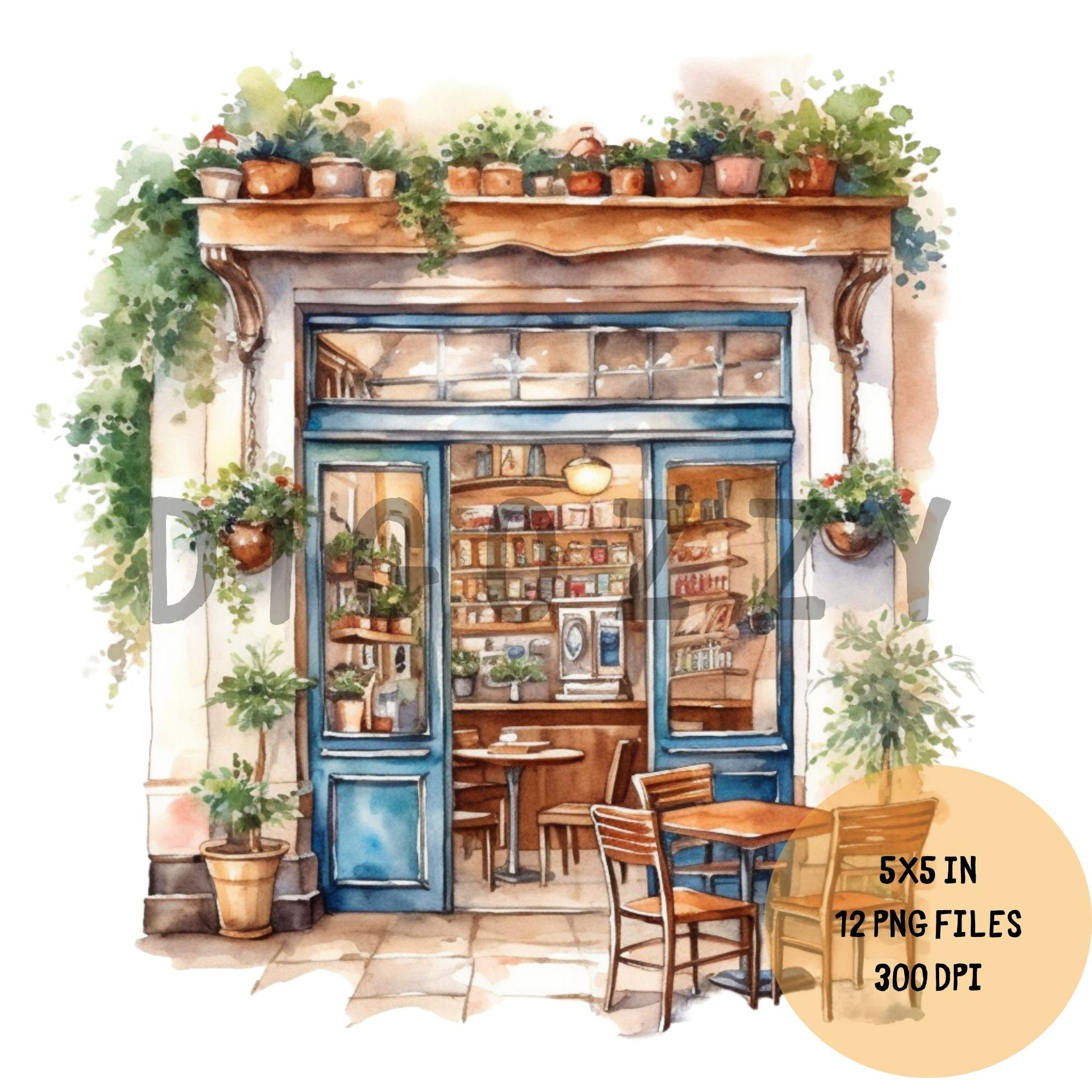 Watercolor Cozy Cafe Clipart Watercolor Clipart Clipart - Etsy