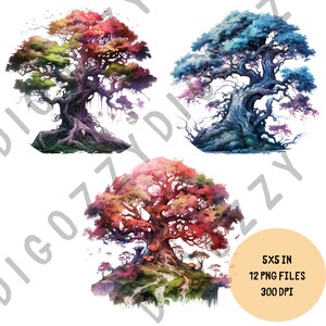 Watercolor Fantasy Tree Clipart, Beautiful Tree Png, Landscape Art ...